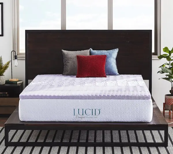 LUCID Comfort Collection 2' Zoned Lavender Topp Er Queen - One-color