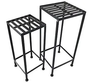 SANTA'S WORKSHOP Black Iron Plant Stands, Two Nested By - One-color