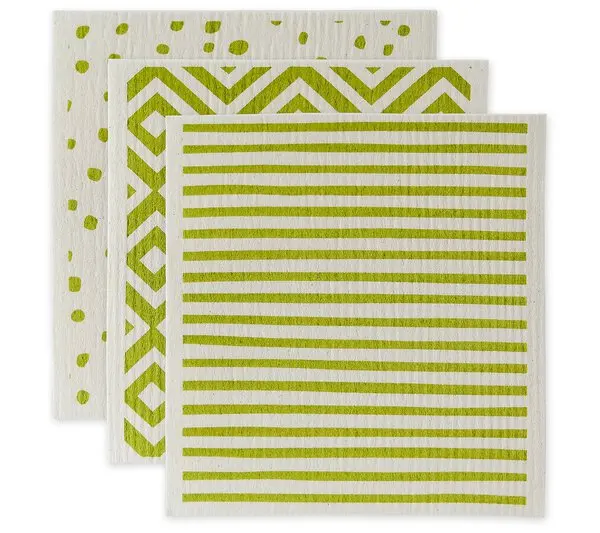 DESIGN IMPORTS Set Of 3 Mixed Pattern Swedish D Shcloths - One-color