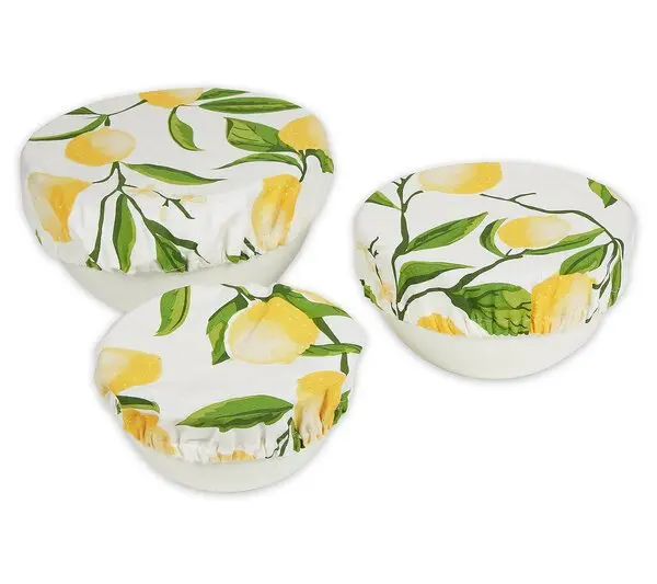 DESIGN IMPORTS Set Of 3 Lemon Bliss Dish Covers - One-color