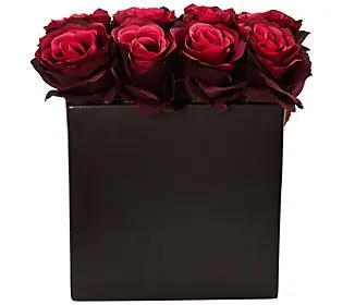 NEARLY NATURAL Rose Arrangement In Black Vase Nearly Natura L - One-color