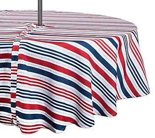 DESIGN IMPORTS Patriotic Stripe Tablecloth W/ Z Ipper 60' Round - One-color