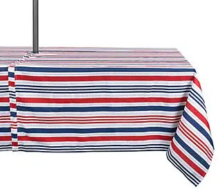 DESIGN IMPORTS Patriotic Stripe Tablecloth W/zi Pper 60' X 120 - One-color