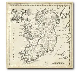 COURTSIDE MARKET Map Of Ireland 12x12 Canvas Wa Ll Art - One-color