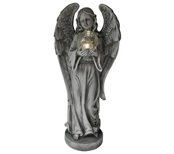 SANTA'S WORKSHOP Swi 23' Resin Angel With Solar Glass Ball - One-color