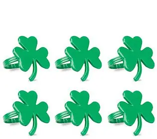 DESIGN IMPORTS Set Of 6 Green Shamrock Napkin R Ings - One-color
