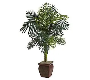 NEARLY NATURAL 4.5' Golden Cane Palm In Decorative Vase Nea Rly Natural - One-color
