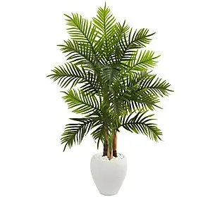 NEARLY NATURAL 5' Areca Palm Tree In White Planter Nearly N Atural - One-color