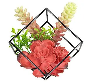 NORTHLIGHT 5.5' Artificial Succulent Arrangemen In Wire Frame - One-color