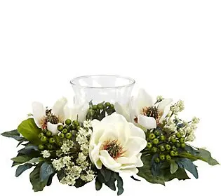 NEARLY NATURAL Magnolia Candelabrum Flower Arrangement Near Ly Natural - One-color