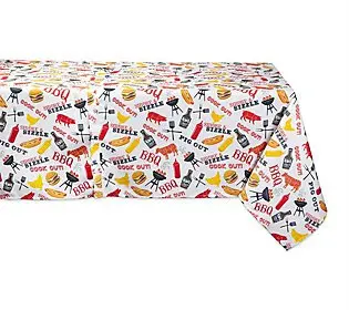 DESIGN IMPORTS Bbq Fun Print Tablecloth With Zi Pper 60' X 84 - One-color