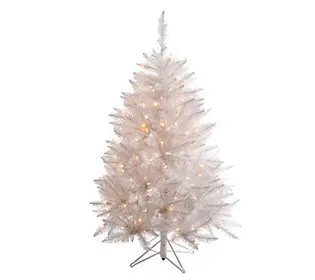 QVC 4-1/2' White Sparkle Spruce Tree With Led - One-color