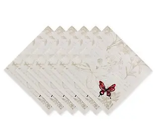 DESIGN IMPORTS Butterfly Embroidered Napkin S Et Of 6 - One-color