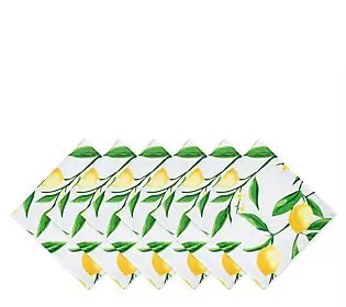 DESIGN IMPORTS Set Of 6 Lemon Bliss Print Outdo Or Napkins - One-color