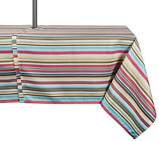 DESIGN IMPORTS Summer Stripe Tablecloth With Zi Pper 60' X 84 - One-color
