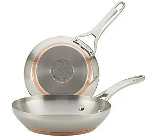 ANOLON Nouvelle Copper Stainless Steel Twin-pack Skillets - Silver