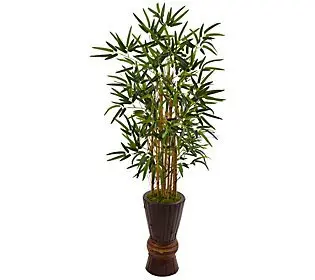 NEARLY NATURAL 4.5' Bamboo Tree In Bamboo Planter Nearly Na Tural - One-color