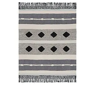 OX BAY TRADING CO. Ox Bay Trading Multicolored Modern Geometric Th Row Blanket - One-color