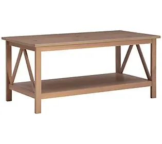 LINON Home Hollis Driftwood Coffee Table W/ Bot Tom Shelf Space - One-color