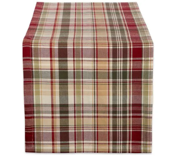 DESIGN IMPORTS Give Thanks Plaid Table Runner 1 4'x108 - One-color