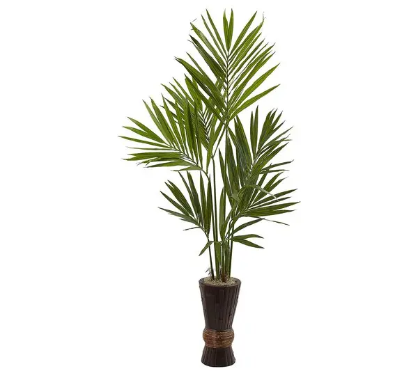 NEARLY NATURAL 6' Kentia Tree With Bamboo Planter Nearly Na Tural - One-color