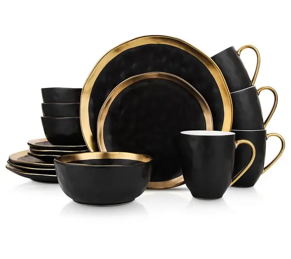 STONE + LAIN Florian 16-piece Porcelain Halo Di Nnerware Set - One-color