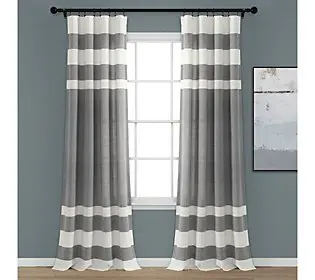 LUSH DECOR Cape Cod Stripe Cotton 40' X 84' Window Panels - One-color