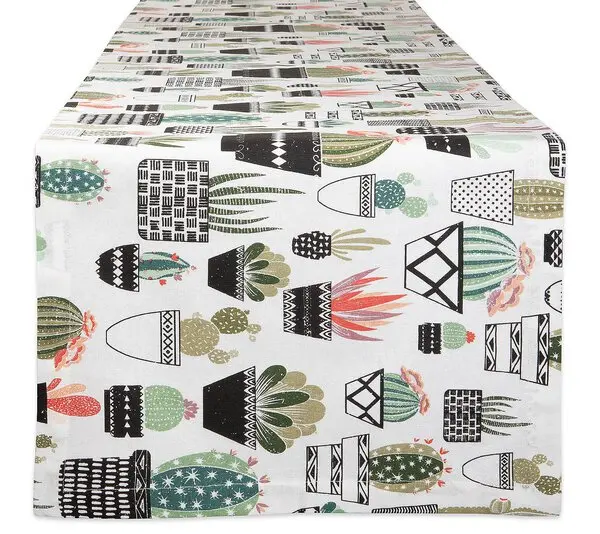 DESIGN IMPORTS 14' X 72' Urban Oasis Cactus Tab Le Runner