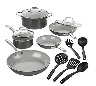 GRANITESTONE Pro 13pc Hard Anodized Cookware Se T With Utensil - One-color