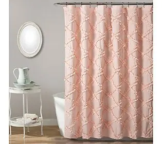 LUSH DECOR Ruffle Diamond 72' X 72' Shower Curtain By - One-color