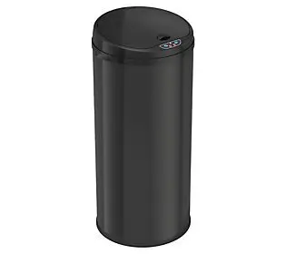 ITOUCHLESS Round 13-gallon Deodorizer Trash Can Matte Black - One-color