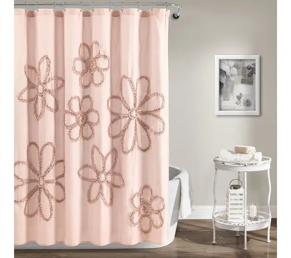 LUSH DECOR Ruffle Flower 72' X 72' Shower Curtain By - One-color