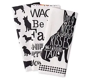 DESIGN IMPORTS Set Of 3 Dog Show Printed Kitche N Towels - One-color