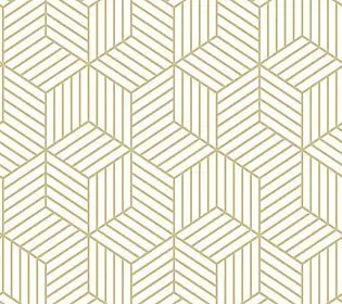 ROOMMATES Striped Hexagon White/gold Wall Decals - One-color