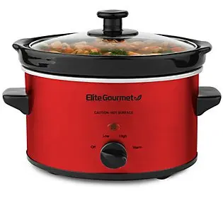 ELITE Gourmet 2 Qt Oval Slow Cooker Red - One-color