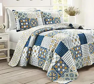 LUSH DECOR Monique 3-piece King Quilt Set By - One-color