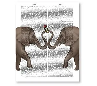COURTSIDE MARKET Elephants Heart And Rose 16x20 Canvas - One-color