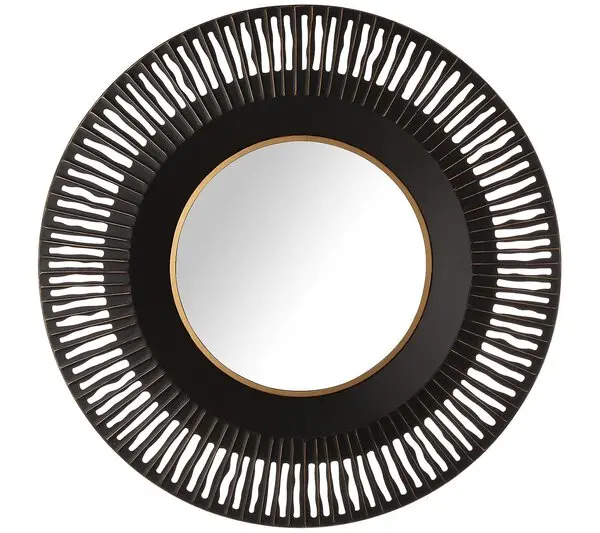GLITZHOME Ornamental Wavy Artisan Round Wall Mi Rror - One-color