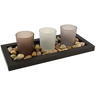 LUMABASE Pebble Tray With 3 Glass Holders - One-color