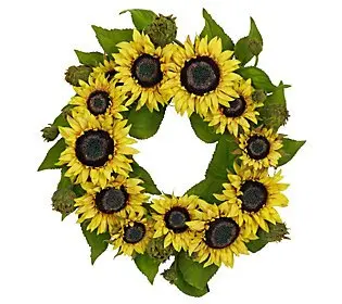 NEARLY NATURAL 22' Sunflower Wreath By