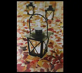 NORTHLIGHT Led Lighted Fall Foliage & Lanterns Anvas Wall Art