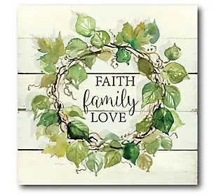 COURTSIDE MARKET Faith, Family, Love 16x16 Canv As Wall Art - One-color