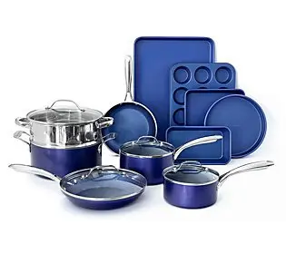 GRANITESTONE Blue 15 Piece Nonstick Cookware An D Bakeware Set - One-color