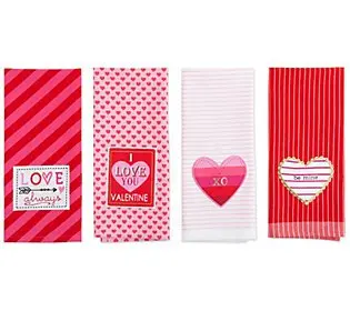 DESIGN IMPORTS 4-pack Assorted Valentine's Kitc Hen Towel Set - One-color