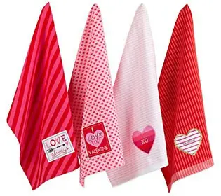 DESIGN IMPORTS 4-pack Assorted Valentine's Kitc Hen Towel Set