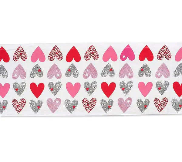 DESIGN IMPORTS 14' X 108' Hearts Collage Print Ble Runner