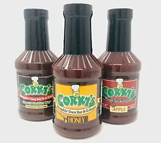 CORKY'S Set Of 18-oz Original, Honey & Appl E Bbq Sauces - One-color