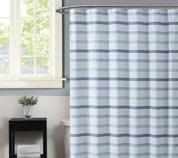 TRULY SOFT Waffle Stripe 72' Square Shower Curt Ain - One-color