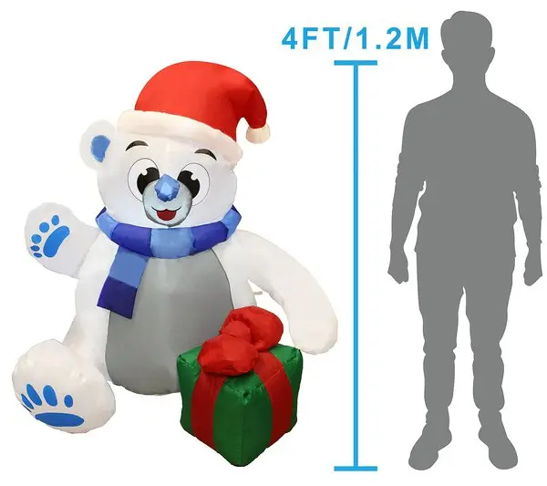 JOIEDOMI 4-ft Waving Inflatable Polar Bear