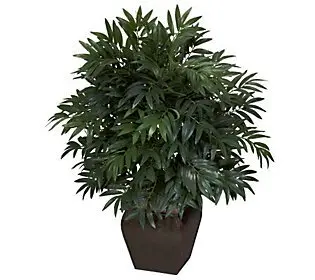 NEARLY NATURAL Double Bamboo Palm With Decorative Planter N Early Natural - One-color